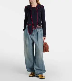 Loewe Scarf-detail Wool Sweater - Blue