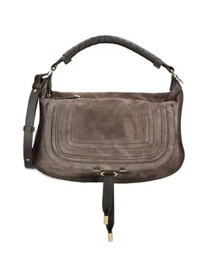 Chloé Marcie Suede Leather Shoulder Bag - Brown
