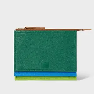Paul Smith Leather Concertina Zip Pouch - Green