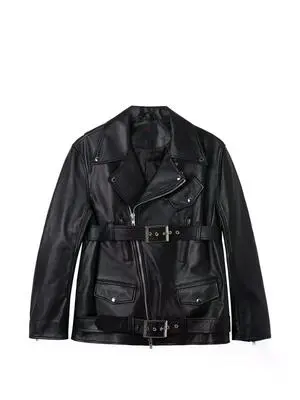 Simone Rocha Belted Leather Biker Jacket