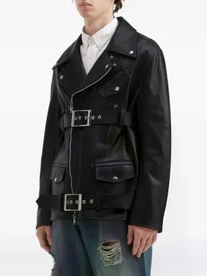 Simone Rocha Belted Leather Biker Jacket
