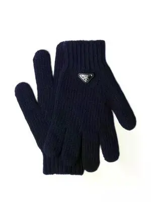 Prada Triangle Knit Gloves - Blue