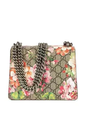 Gucci Floral Print Crossbody Bag With Chain