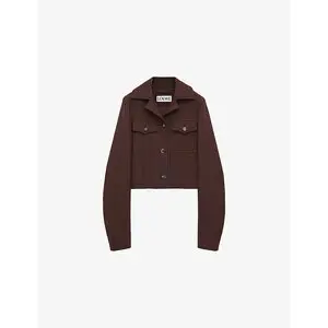 Loewe Logo-patch Collared Cropped Wool-blend Jacket