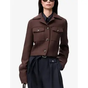 Loewe Logo-patch Collared Cropped Wool-blend Jacket