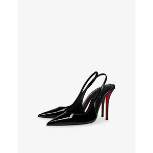 CHRISTIAN LOUBOUTIN Miss Z 100 Patent-leather Slingback Heeled Courts - Black
