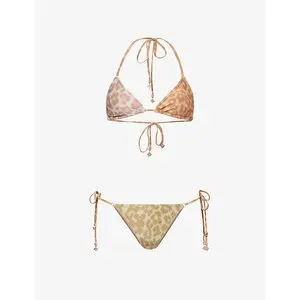 Zimmermann Awaken Metallic Triangle Bikini Set - Spliced Print