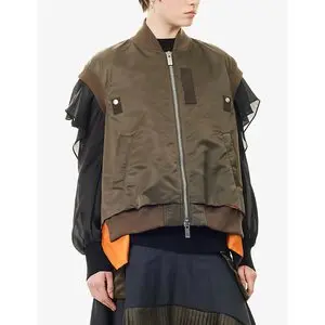 Sacai Asymmetric Round-neck Shell Vest - D/khaki