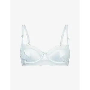 Lounge Scandal Plunge Lace Satin Bra - Blue