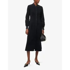 ME+EM Pleated-waist Cotton Corduroy Midi Dress