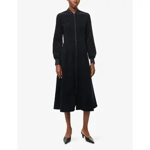 ME+EM Pleated-waist Cotton Corduroy Midi Dress