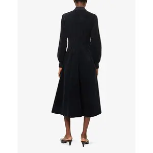 ME+EM Pleated-waist Cotton Corduroy Midi Dress