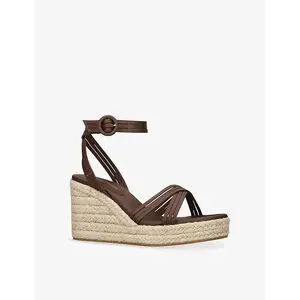 GIANVITO ROSSI Lianne Beach Wedge Leather Sandals - Brown