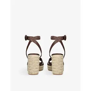 GIANVITO ROSSI Lianne Beach Wedge Leather Sandals - Brown