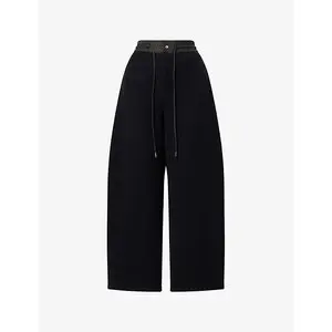 Sacai Drawstring Wide-leg Cotton-blend Jogging Bottoms