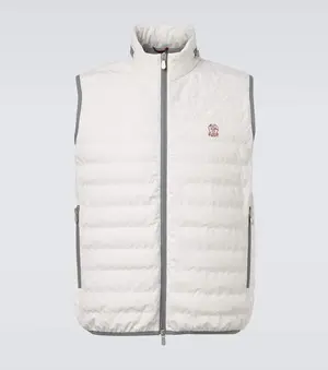 Brunello Cucinelli Logo Down Vest - White