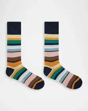 Paul Smith Marek Color-block Crew Socks - 45 Blue