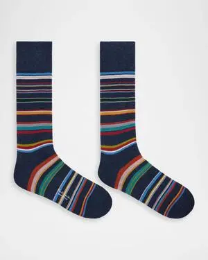 Paul Smith Martin Signature Stripe Crew Socks - 47 Blue