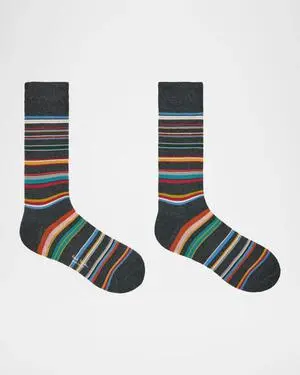 Paul Smith Martin Signature Stripe Crew Socks - 79 Black