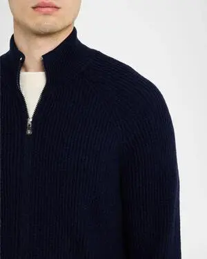 Brunello Cucinelli Cotton Rib Full-zip Cardigan - Navy