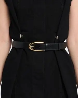 Givenchy Round Buckle Leather Belt 30mm - Black