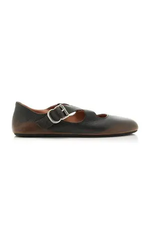 Alaïa Criss-cross Leather Ballet Flats - Brown