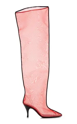 HERBERT LEVINE Drawing A Blank Mesh Over-the-knee Boots - Red