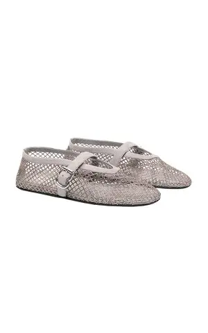 Alaïa Embellished Fishnet Mary Jane Flats
