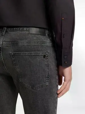 BOSS Straight-leg Jeans With Tonal Topstitching - Grey