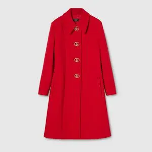 Gucci Wool Natté Coat With Double G Button