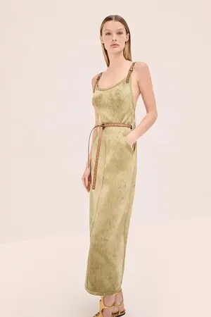 Alexis Melina Suede Midi Dress - Green