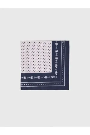 Maje 60x60 Silk Print Bandana - Navy