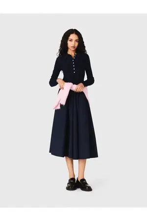 Maje Polo-collar Ribbed Knit Sweater - Black