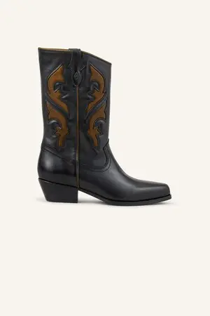 Ba&sh Curtis Leather Cowboy Boots - Black