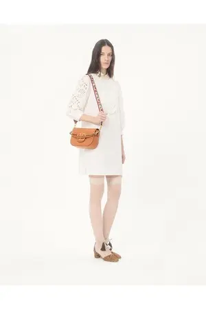 Valentino Garavani Valentino Garavani Alltime Shoulder Bag In Grainy Calfskin With Embroidered Ribbon Strap Red
