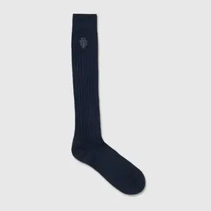 Gucci Knit Cotton Socks With Embroidery - Blue