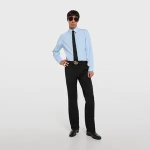 Gucci Cotton Poplin Shirt With Embroidery - Blue