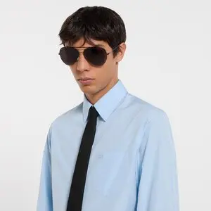 Gucci Cotton Poplin Shirt With Embroidery - Blue