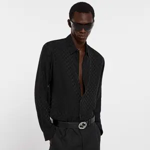 Gucci Gg Silk Jacquard Shirt - Black