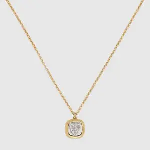 Gucci Crest Enamel Pendant Necklace - Gold-toned Metal