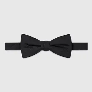 Gucci Gg Cotton Silk Jacquard Bow Tie - Black