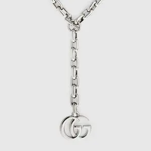 Gucci Gg Marmont Pendant Chain Necklace - Palladium-toned Metal
