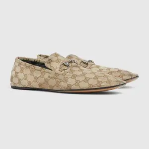 Gucci Horsebit Gg Canvas Loafer - Beige