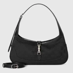 Gucci Jackie Slim Medium Shoulder Bag Gg Canvas - Black