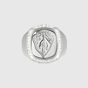 Gucci Crest Signet Ring - Palladium-toned Metal
