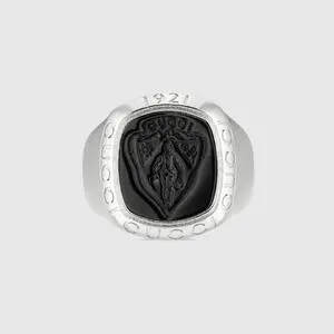 Gucci Crest Signet Ring - Palladium-toned Metal
