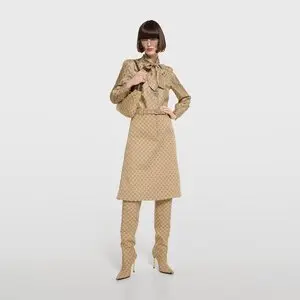 Gucci Gg Marmont Thin Belt In Gg Canvas - Beige
