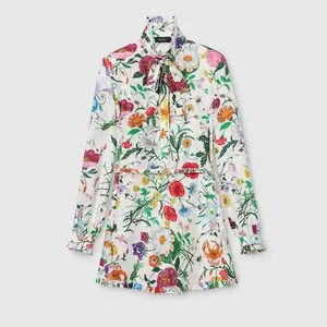 Gucci Printed Silk Twill Dress - Floral Multi