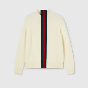 Gucci Knit Wool Sweater With Web Intarsia - White