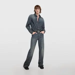 Gucci Gg Cotton Denim Jacquard Pants